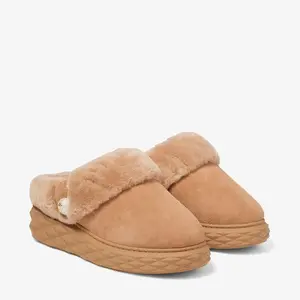 JIMMY CHOO Round Toe Mules With Pearl Embellishments