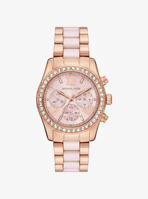 Michael Kors Lexington Pavé -tone And Ceramic Watch In By - Pink