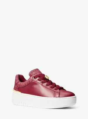 Michael Kors Dottie Leather And Signature Logo Platform Sneakers