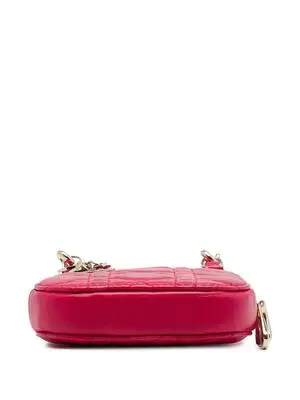 Dior 2021 Lambskin Cannage Lady Phone Holder Satchel - Red