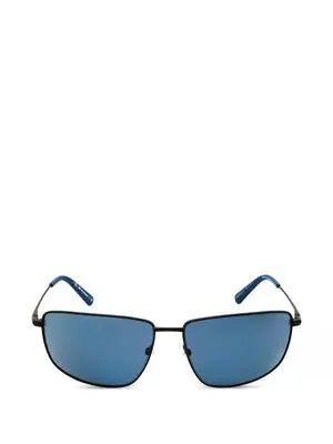 BMW Rectangle Frame Sunglasses With Blue Tinted Lenses - Black