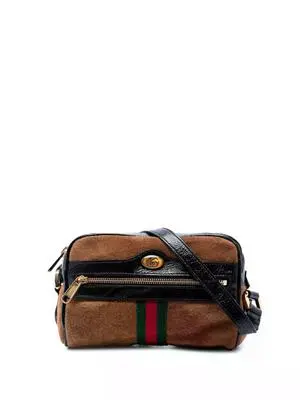 Gucci 2016-2026 Mini Suede Web Ophidia Crossbody Bag - Brown