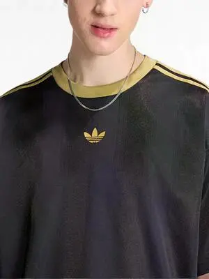 Adidas Logo-embroidered Striped-sleeve T-shirt