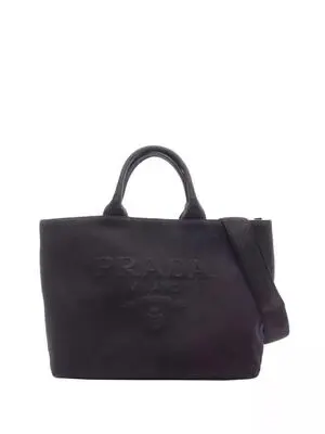 Prada 2013-2026 Canapa Drill Tote Satchel - Black