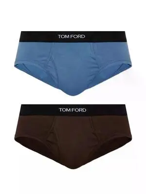 TOM FORD Logo-waistband Briefs - Brown