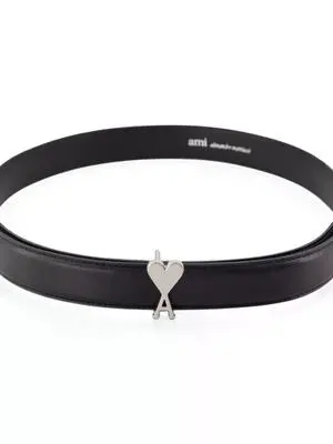 AMI Paris De Coeur Buckle Leather Belt - Black