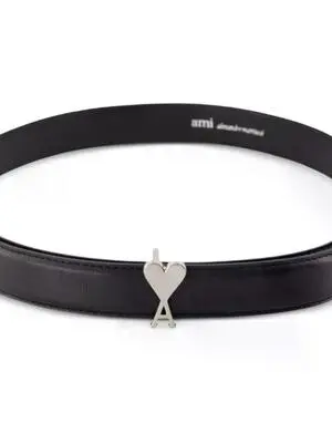 AMI Paris De Coeur Buckle Leather Belt - Black