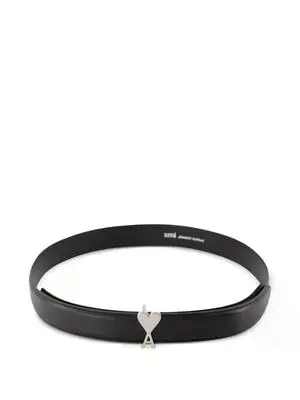 AMI Paris De Coeur Buckle Leather Belt - Black