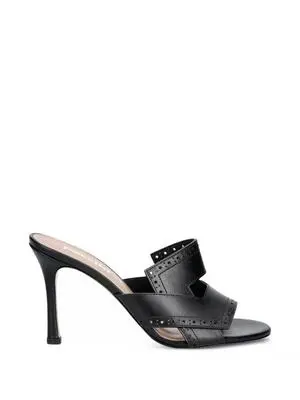 POLLINI Leather Brogue Sandals - Black