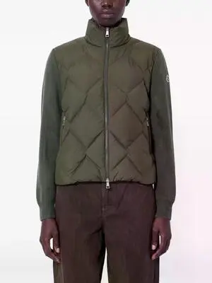 Moncler Logo Patch Zip-up Jacket - Green