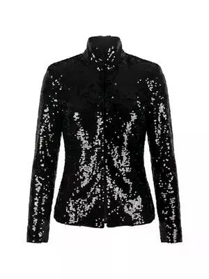 Valentino Garavani Sequin High Neck Long Sleeve Top