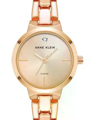 Anne Klein Rose Gold-tone Diamond Watch