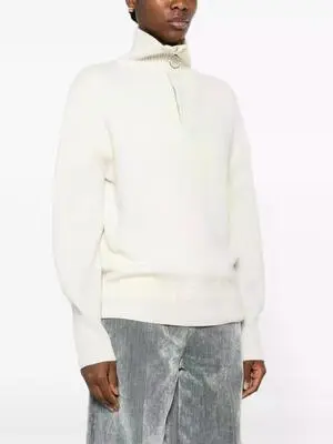 FORTE_FORTE Ribbed Knit Half-zip Sweater