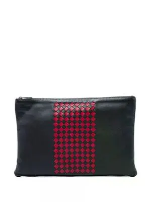 Bottega Veneta 2012-2026 Intrecciato Trimmed Bicolor Nappa Clutch Bag - Black
