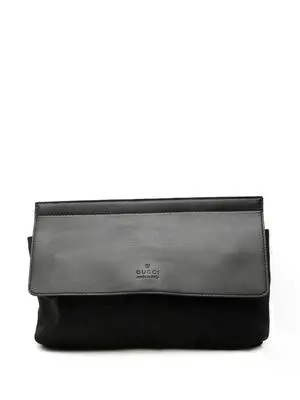 Gucci 2000-2015 Gg Canvas And Leather Web Belt Bag - Black