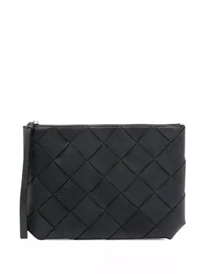 Bottega Veneta 2012-2026 Grained Calfskin Intreccio Diago Clutch Bag - Black