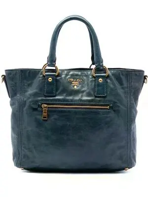 Prada 2010-2026 Vitello Shine Front Pocket Convertible Tote Satchel