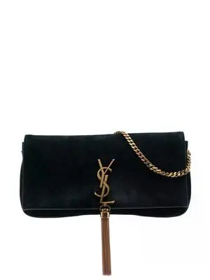 Saint Laurent 2020 Suede Monogram Kate 99 Tassel Bag Satchel - Black
