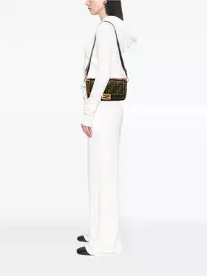 Fendi 2010-2026 Zucca Embroidered Canvas Baguette Satchel