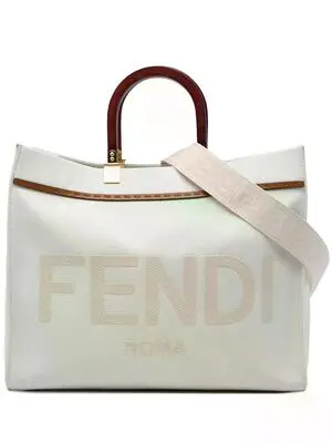 Fendi 2010-2026 Medium Canvas Sunshine Shopper Tote Satchel - Brown