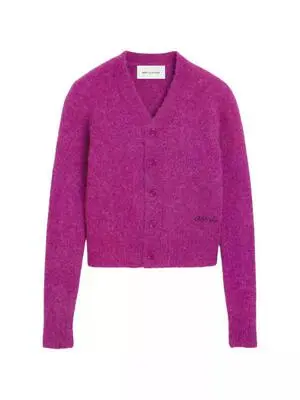 AMI Paris Wool And Alpaca Cardigan With Embroidery - Pink