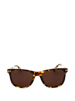 TOM FORD Tortoiseshell-effect Rectangle-frame Sunglasses - Brown