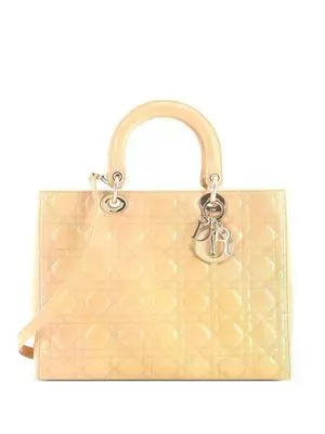 Dior Lady Bag Cannage Quilt Patent Satchel - Neutrals