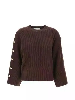 KAOS Ribbed-knit Button-sleeve Sweater - Brown