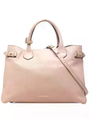 Burberry 2016 Medium Leather And House Check Banner Satchel - Pink