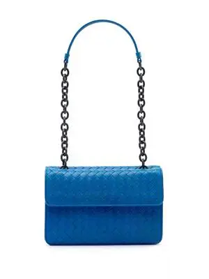 Bottega Veneta 2012-2026 Nappa Intrecciato Double Sided Flap Shoulder Bag - Blue