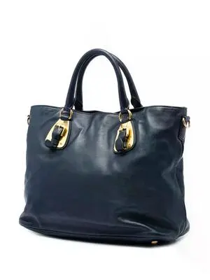 Prada Soft Calfskin Open Convertible Shopping Tote Satchel - Blue