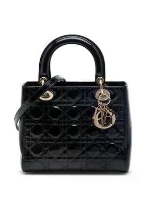 Dior 2014 Medium Patent Cannage Lady Satchel - Black