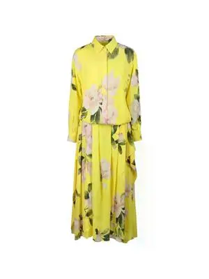 Valentino Garavani Floral-print Silk Dress - Yellow