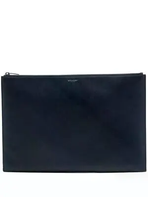 Saint Laurent 2015 Grain De Poudre Zipped Tablet Holder Clutch Bag - Blue