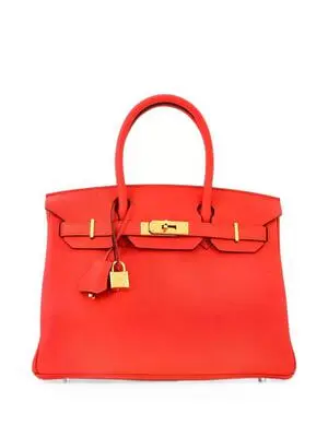 Hermès Birkin Handbag Rouge Tomate Clemence With Gold Hardware 30 Satchel - Red