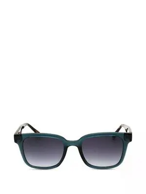 KENNETH COLE Rectangle Frame Sunglasses With Tortoiseshell Effect Arms - Blue