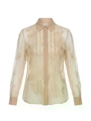 Valentino Garavani Bead-embellished Lace-trim Shirt - Neutrals