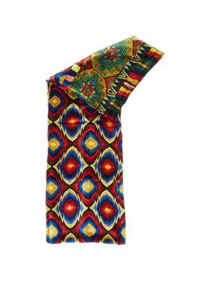 PIERRE-LOUIS MASCIA Geometric Patchwork-print Fringed Scarf - Red