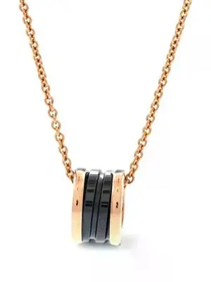 BVLGARI B.zero1 Pendant 18k Rose Gold And Ceramic Necklace - Pink