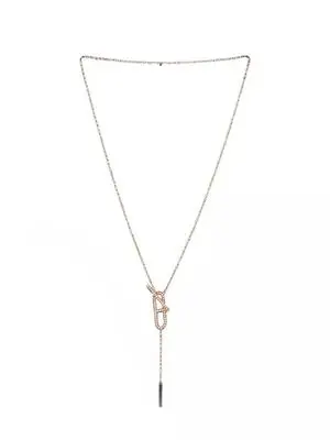 Hermès Ever Chaine D'ancre Lariat 18k Rose Gold With Diamonds Small Necklace - Pink