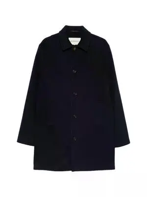 Eric Bompard Navy Wool And Cashmere Blend Single-breasted Coat