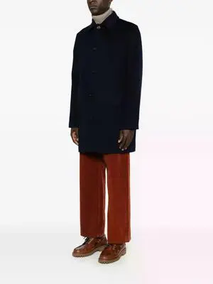 Eric Bompard Navy Wool And Cashmere Blend Single-breasted Coat