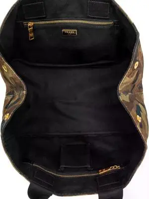 Prada 2013-2026 Large Canvas Canapa Camouflage Stampata Tote Bag