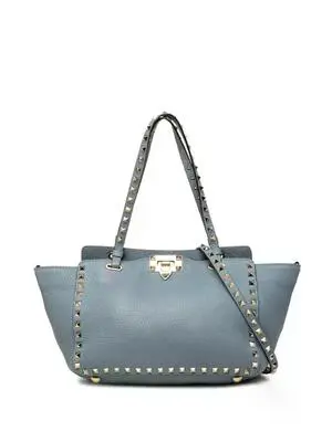 Valentino Garavani 2000-2017 Small Leather Rockstud Trapeze Satchel - Blue
