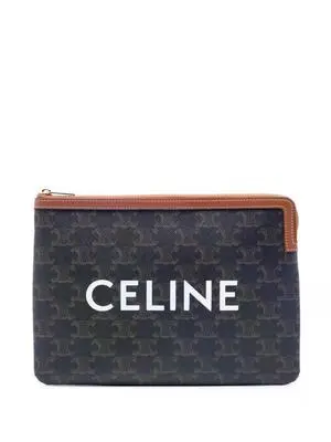 Celine 2019 Small Triomphe Coated Canvas Clutch Bag