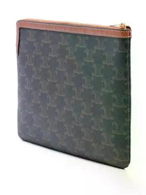 Celine 2019 Small Triomphe Coated Canvas Clutch Bag