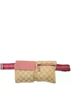 Gucci 2000-2015 Gg Canvas Web Double Pocket Belt Bag - Neutrals