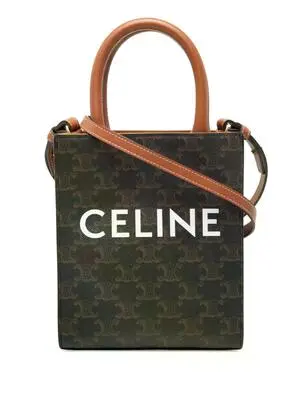 Celine 2022 Mini Triomphe Coated Canvas Vertical Cabas Satchel