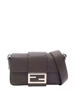 Fendi 2010-2026 Selleria Calfskin Convertible Baguette Crossbody Bag - Brown