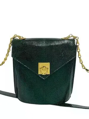 Celine 20th Century Lizard Embossed Leather Crossbody Bag - Green